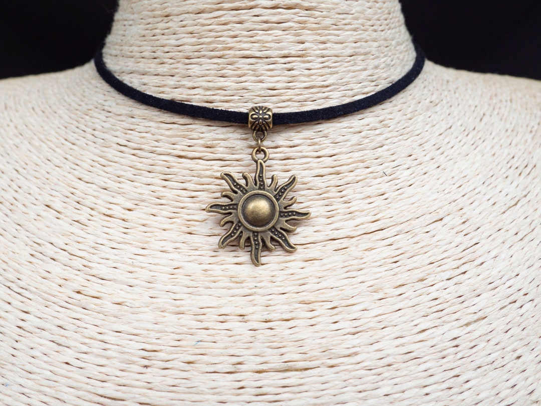 Sun Necklace Celestial Choker Pendant Necklace Bronze Necklace Vegan ...