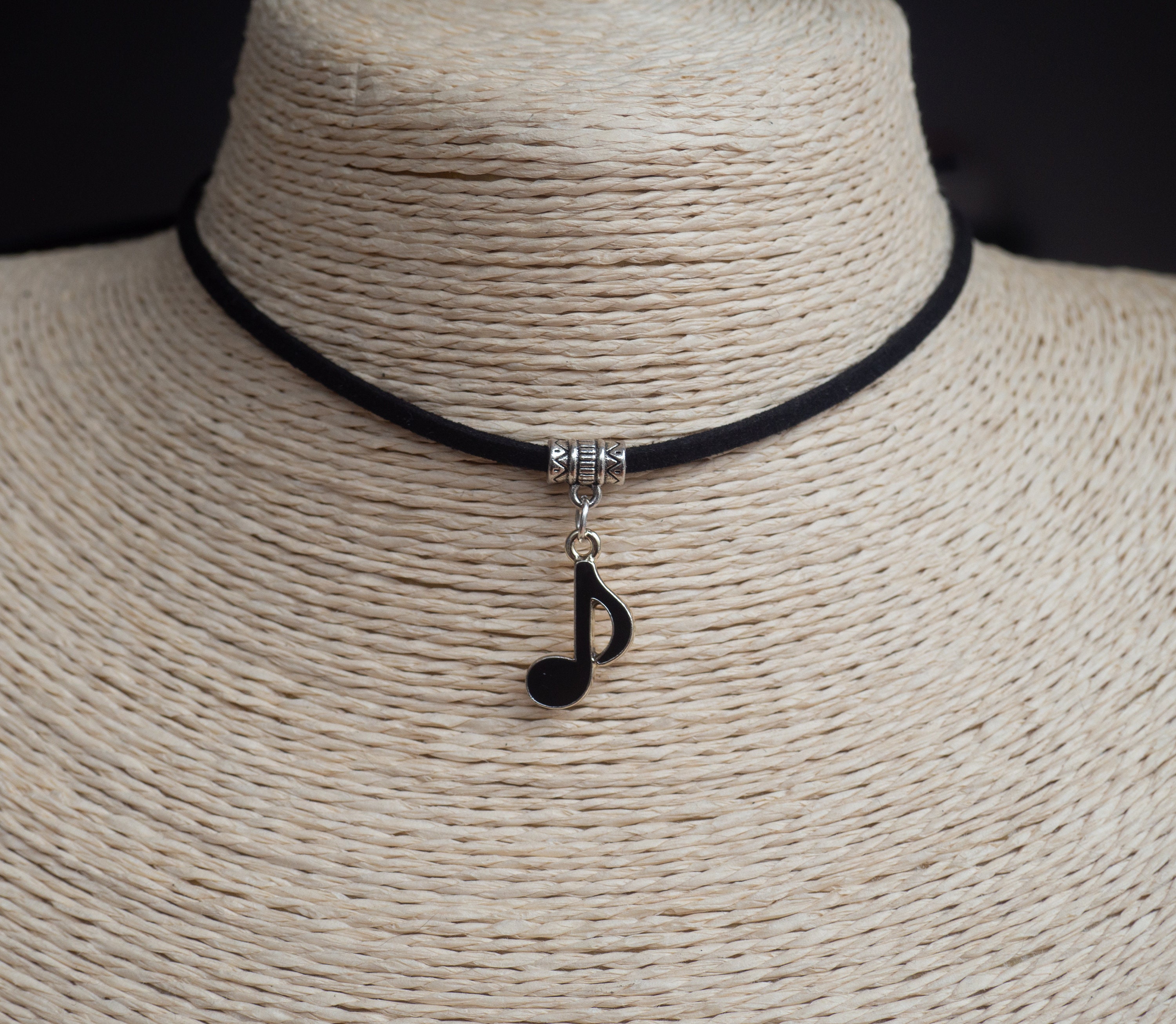 Music Note Necklace Enamel Charm Choker Enamel Pendant Charm | Etsy