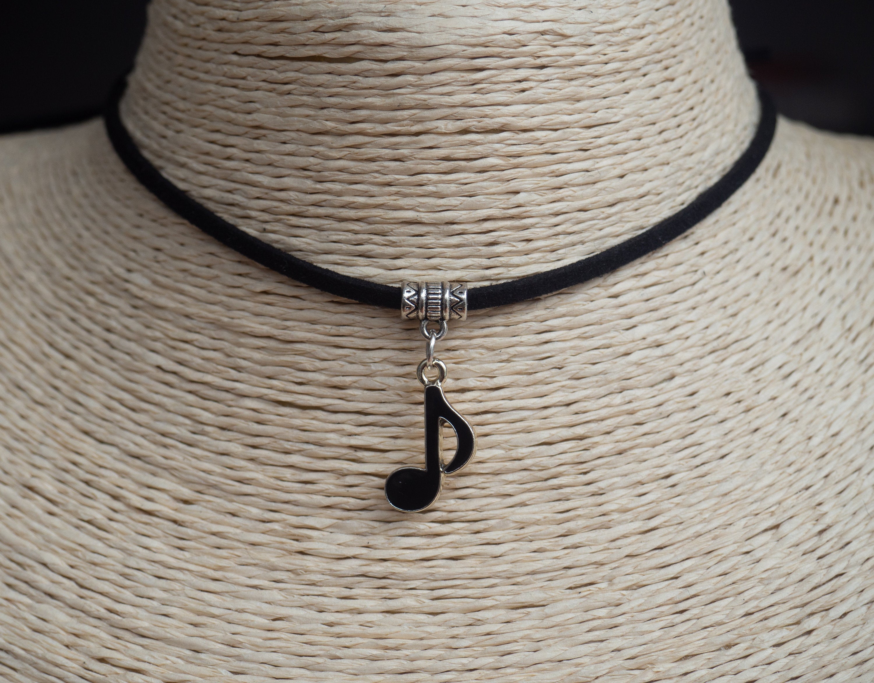 Music Note Necklace Enamel Charm Choker Enamel Pendant Charm | Etsy