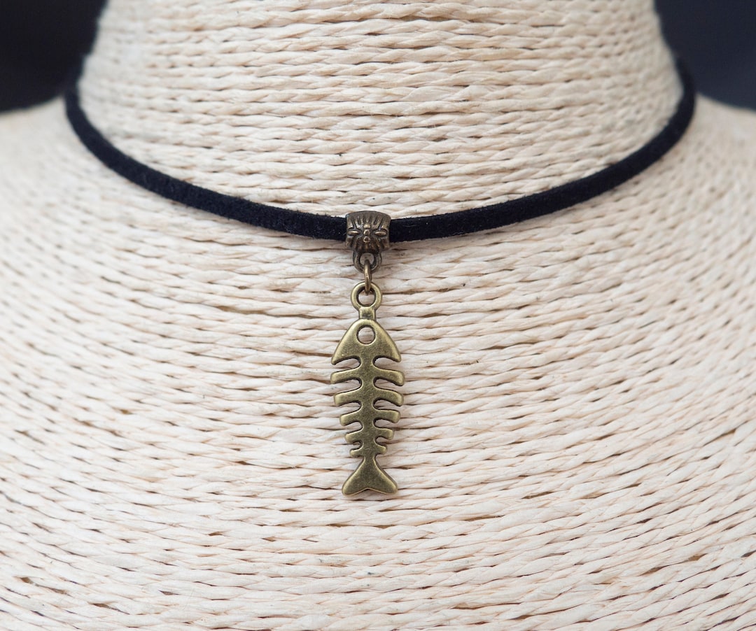 Fish Bone Necklace Fishbone Choker Beach Choker Nautical Charm Necklace ...