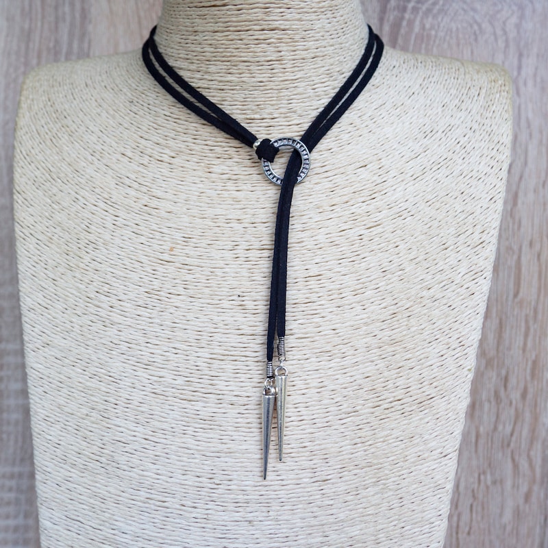 Black Suede Necklace - Etsy