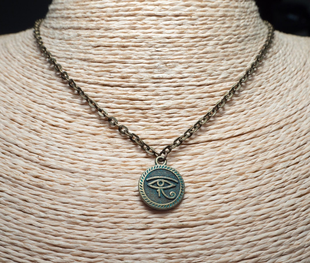 Horus Eye Necklace: Bronze Egyptian Symbol Chain Choker - Etsy