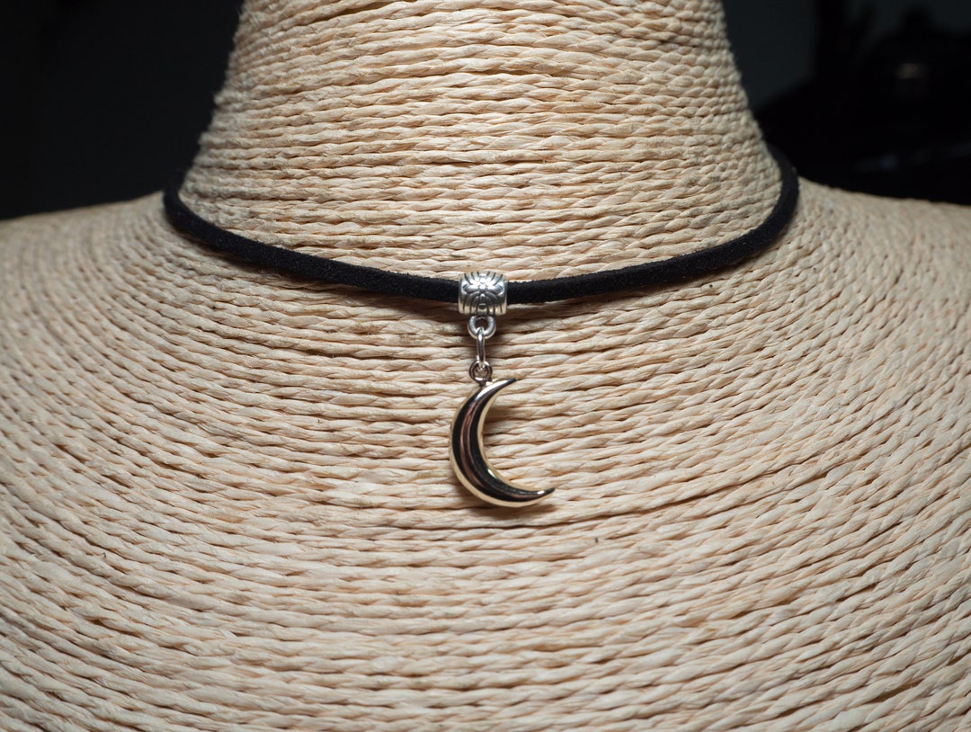 Moon Necklace Cord Choker Crescent Moon Choker Pendant Necklace Best ...