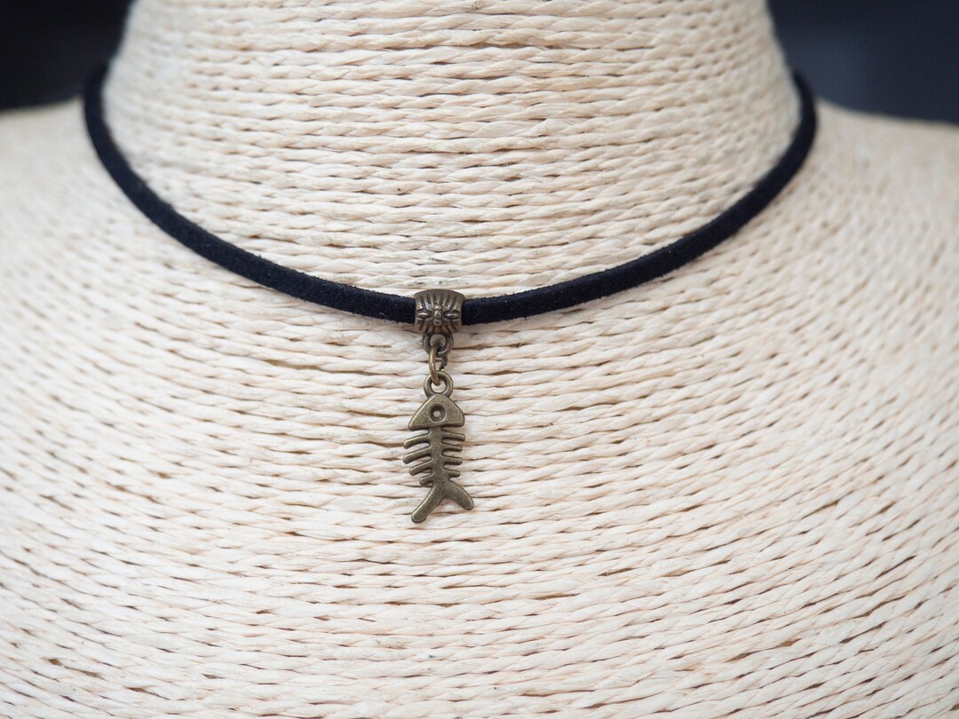 Fish Bone Necklace Pendant Choker Beach Choker Nautical Necklace Vegan ...