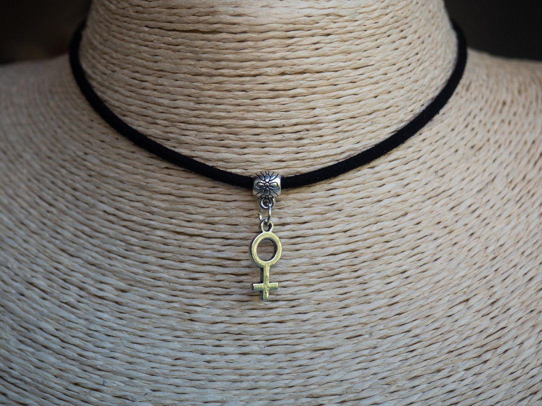 Female Sign Necklace Gender Symbol Feminist Choker Pride Choker Charm ...