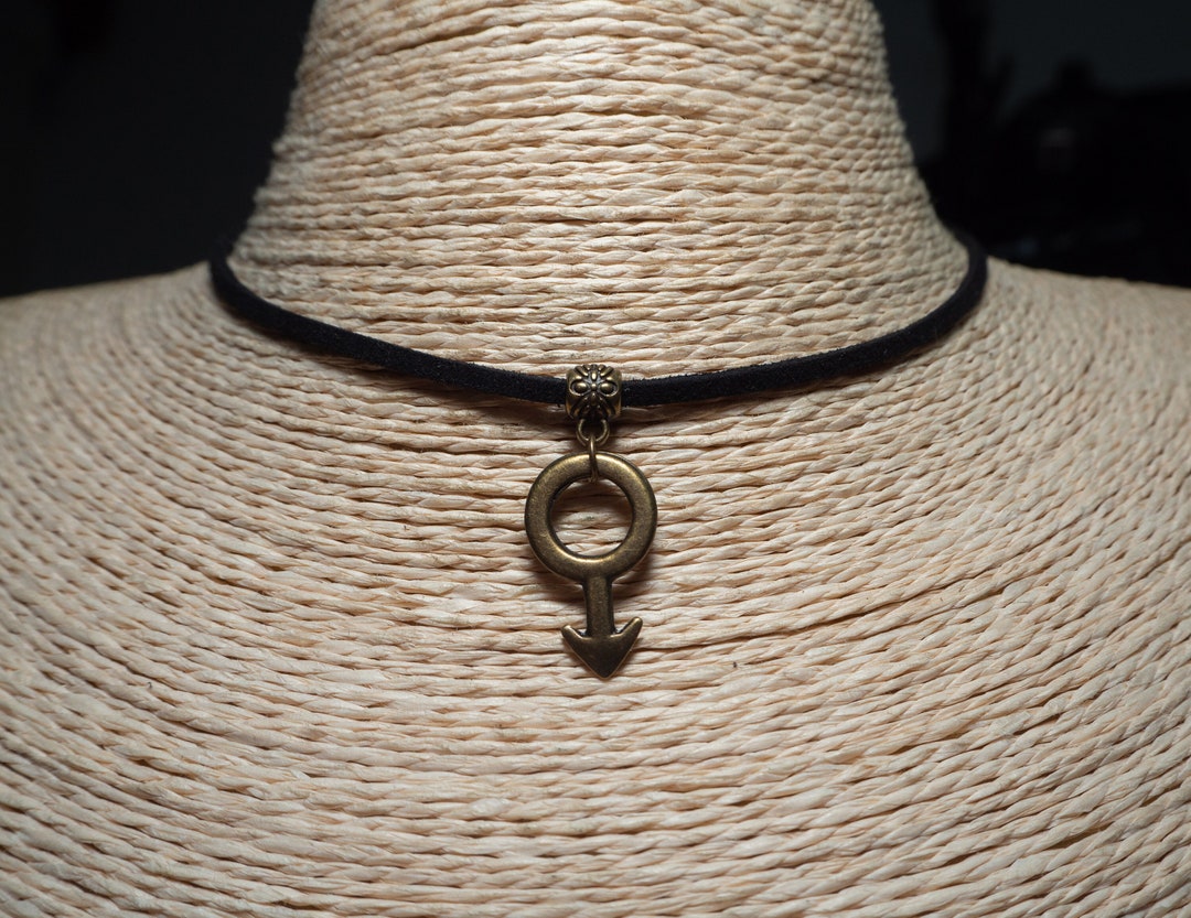 Male Sign Necklace Gender Symbol Mars Planet Choker Pride Choker Bronze ...