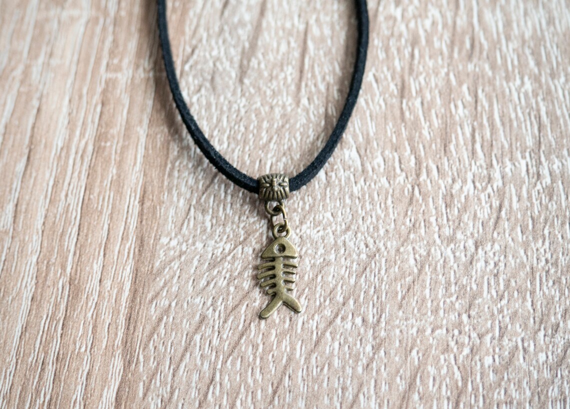 Fish Bone Necklace Pendant Choker Beach Choker Nautical Necklace Vegan ...