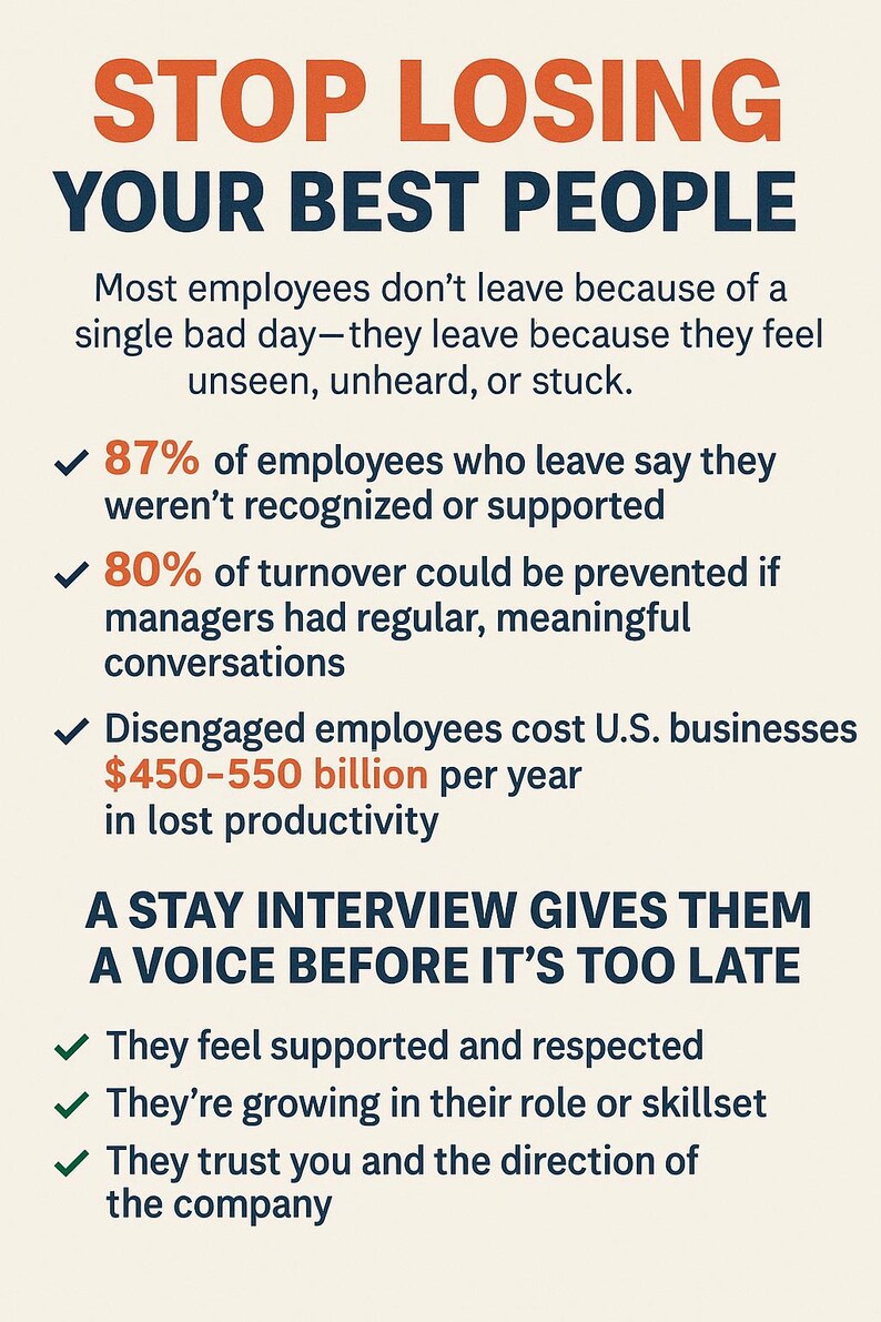 Stay Interview Guide, Printable PDF Employee Retention Tool, Manager ...