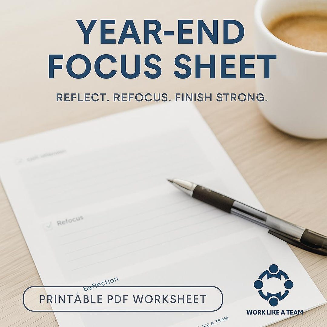 Year-end Focus Sheet Printable PDF, Team Reflection & Goal-setting ...