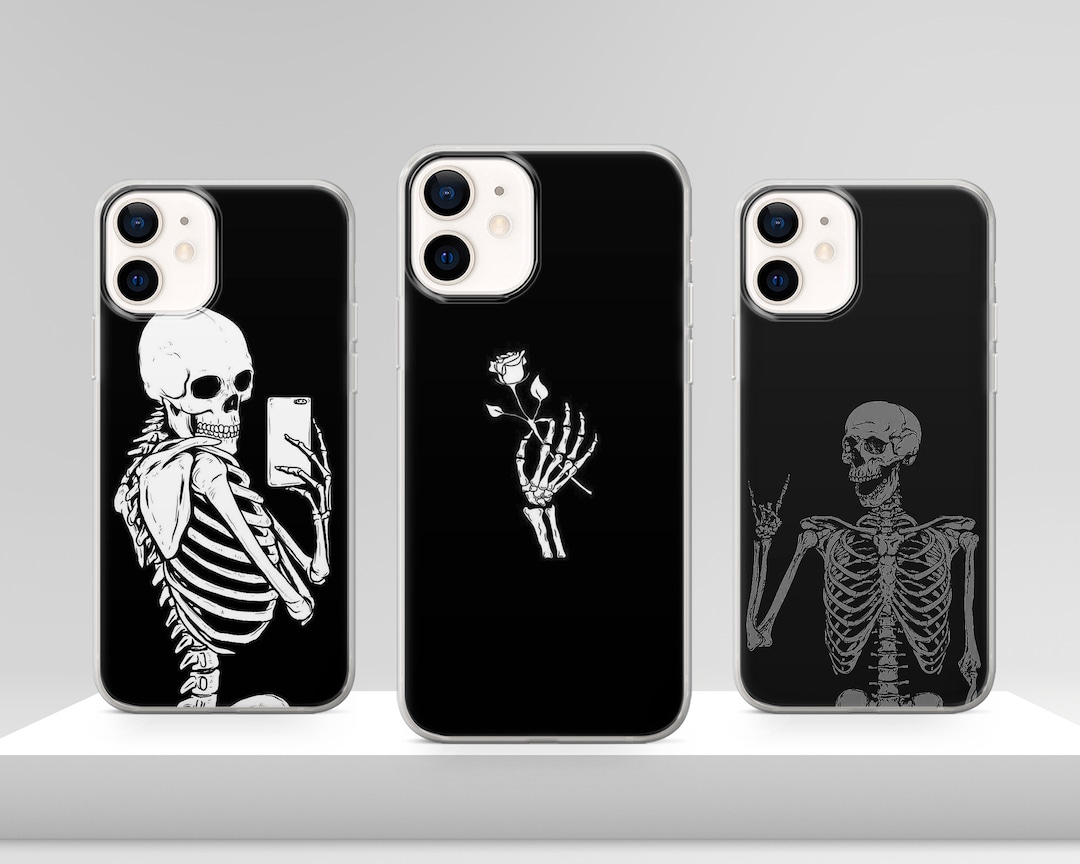 Skeleton Phone Case Dark Gothic Cover for iPhone 15, 14, 13, Xs, 11 Pro ...