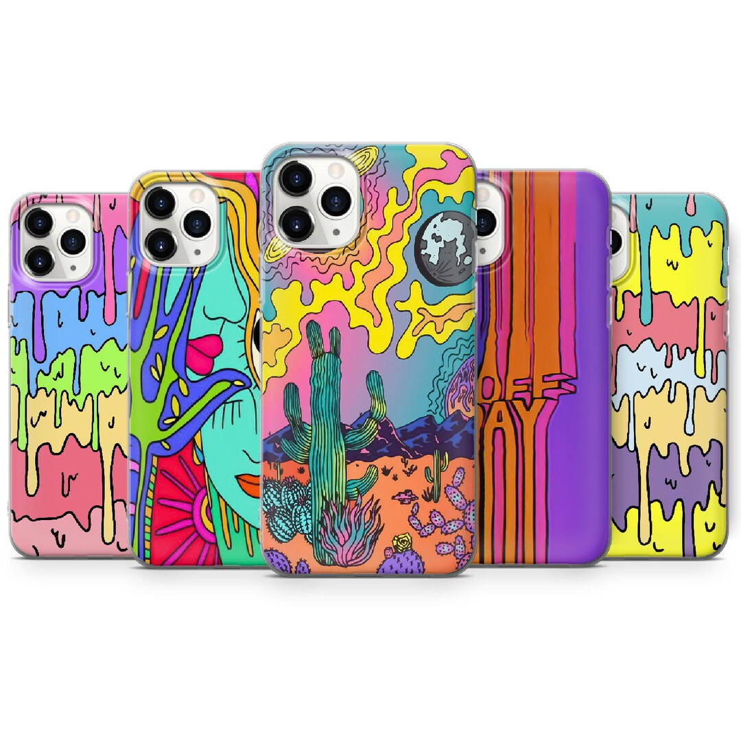 Cartoon Phone Case Trippy Aesthetic Art Cover for iPhone 16, 15, 14, 13 ...