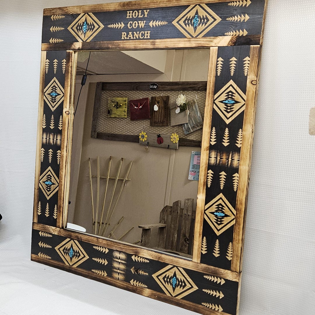 Custom Aztec Boho Mirror Laser Engraved Home Deco for Living Room ...