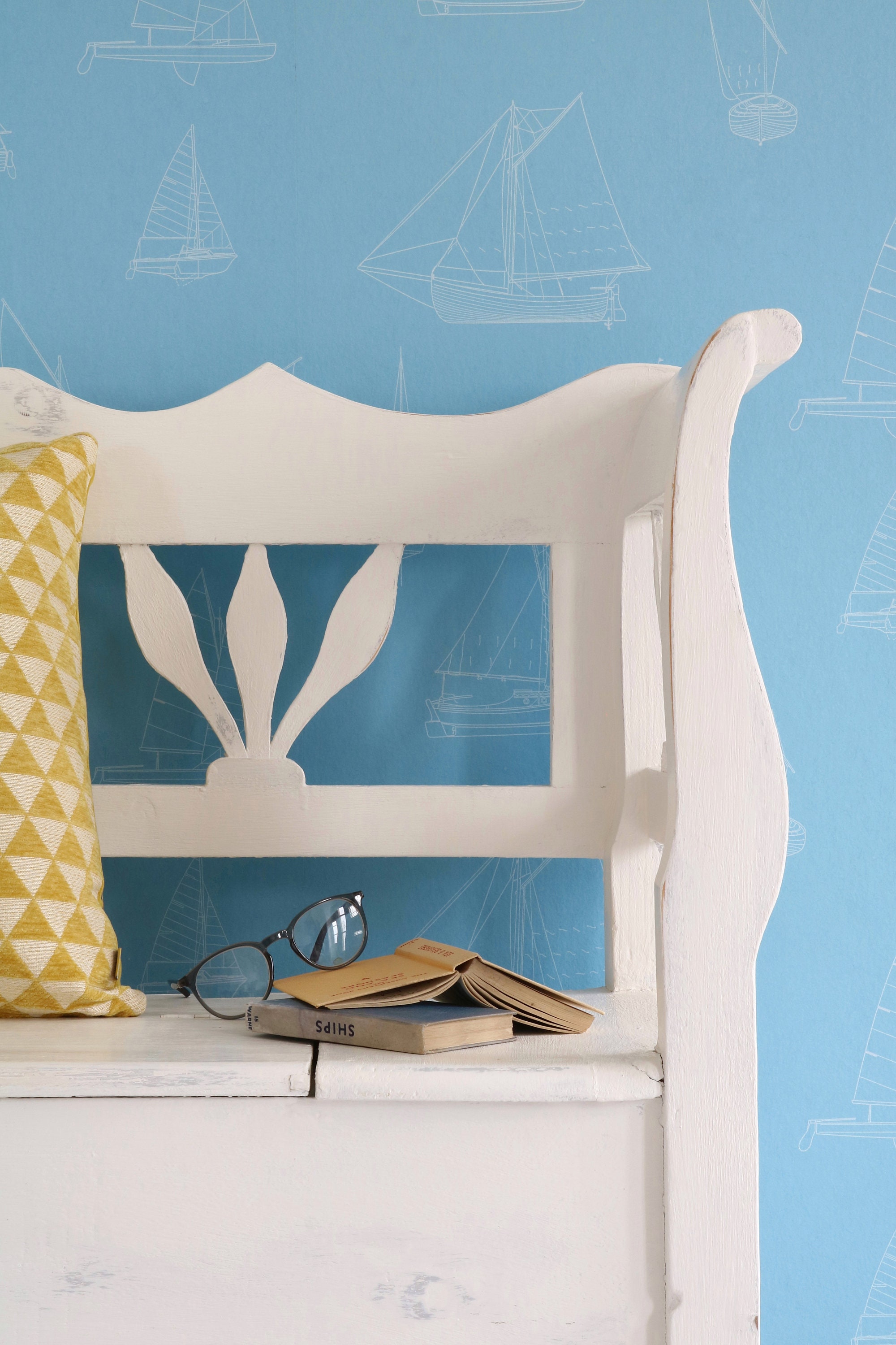 Sailboat Coastal Nautical Wallpaper Printed With Non-toxic Water-based ...