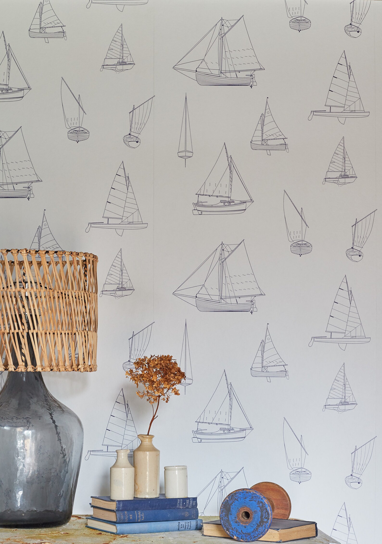 Sailboat Coastal Nautical Wallpaper Printed With Non-toxic - Etsy