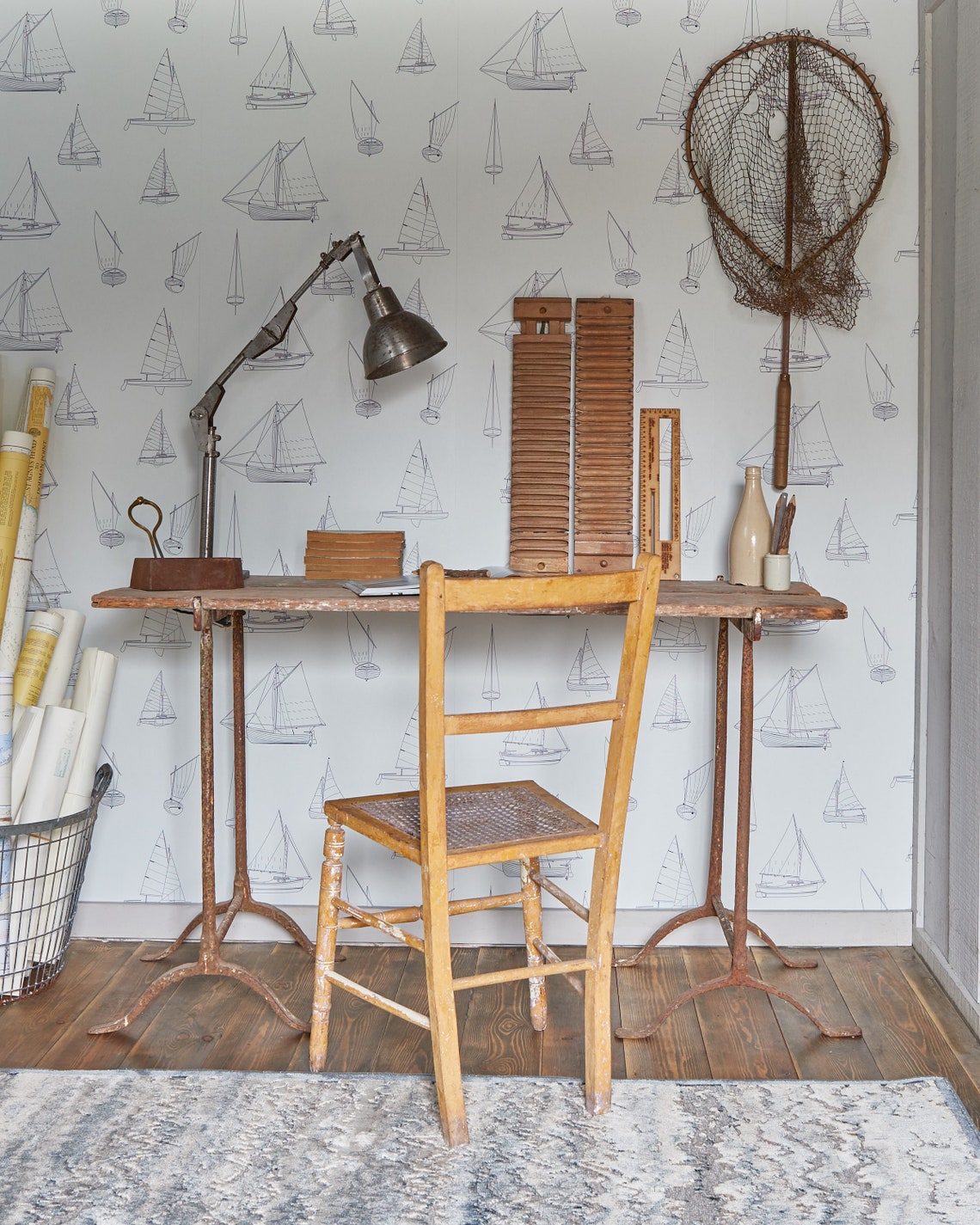 Sailboat Coastal Nautical Wallpaper Printed With Non-toxic - Etsy