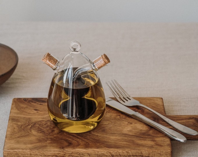 Preloved Oliver Bonas Nami Blue Glass Olive Oil & Vinegar Bottle | 2 in ...