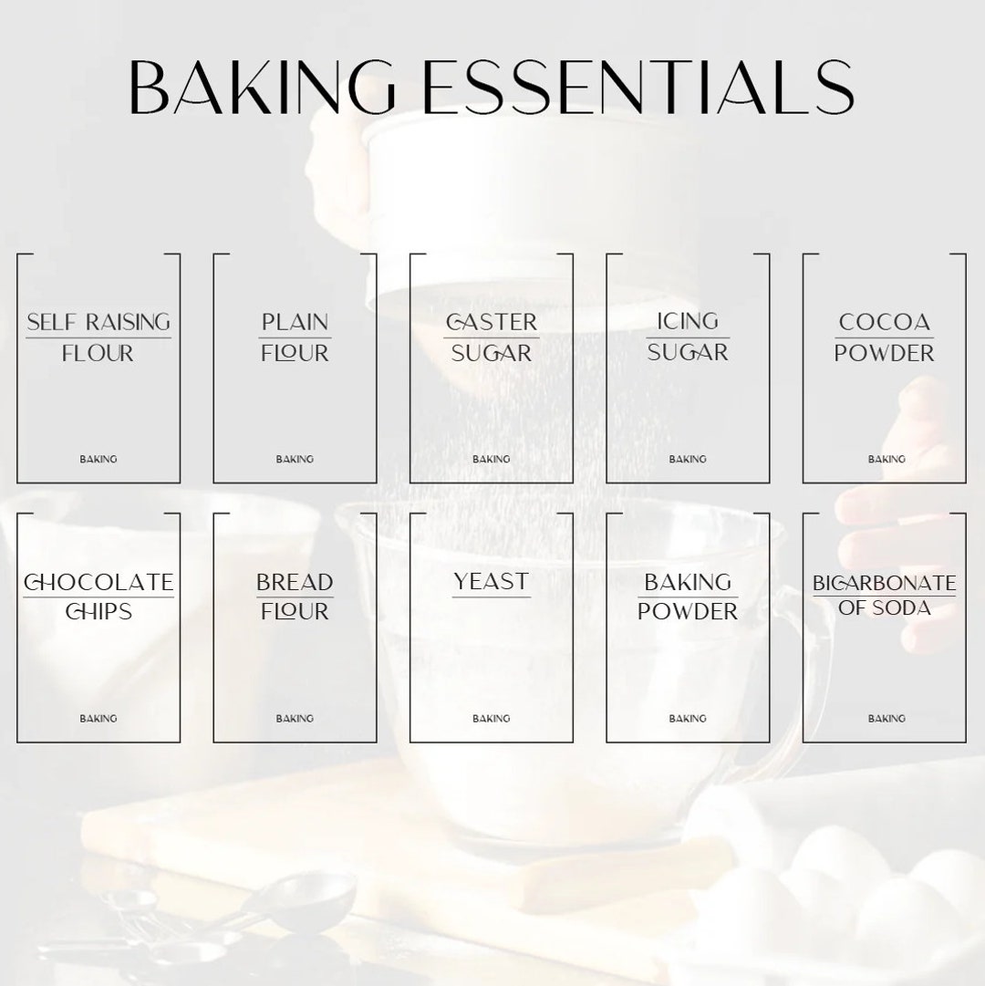 Baking Labels Set, Declutter Labels, Personalised Labels, Pre Set Home ...