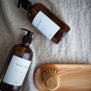 Kitchen Soap Dispenser Set With Tray and Wooden Scrub Brush, Kitchen ...