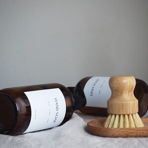 Kitchen Soap Dispenser Set With Tray and Wooden Scrub Brush, Kitchen ...