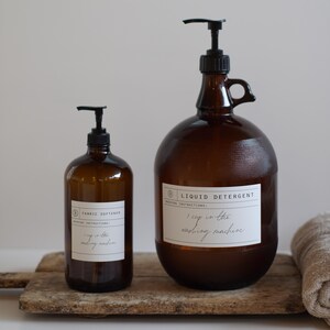 Amber Laundry Storage Set, Glass Laundry Storage, Screw Cap Lid Pump ...