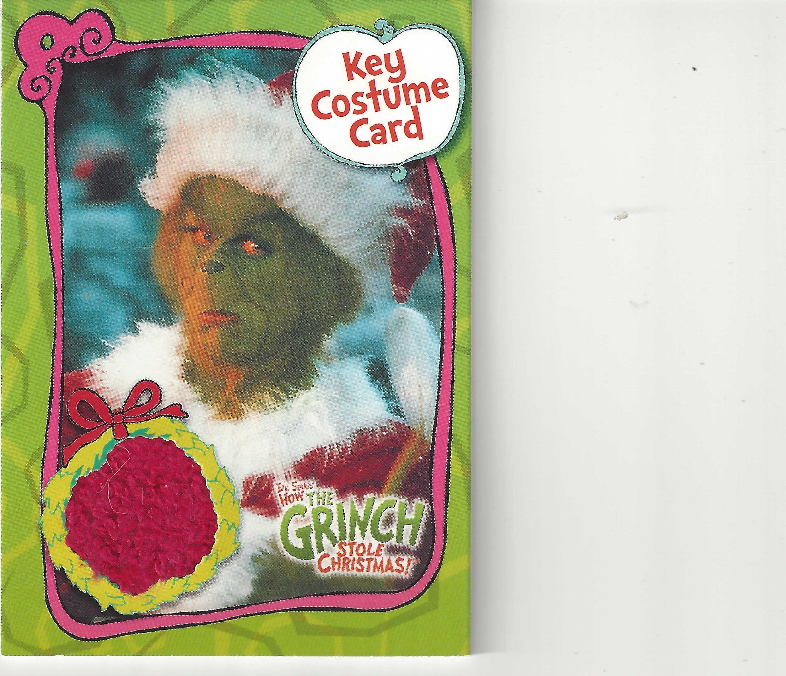 Grinch Key Costume Card CC2 With Authentic Piece of Santa - Etsy