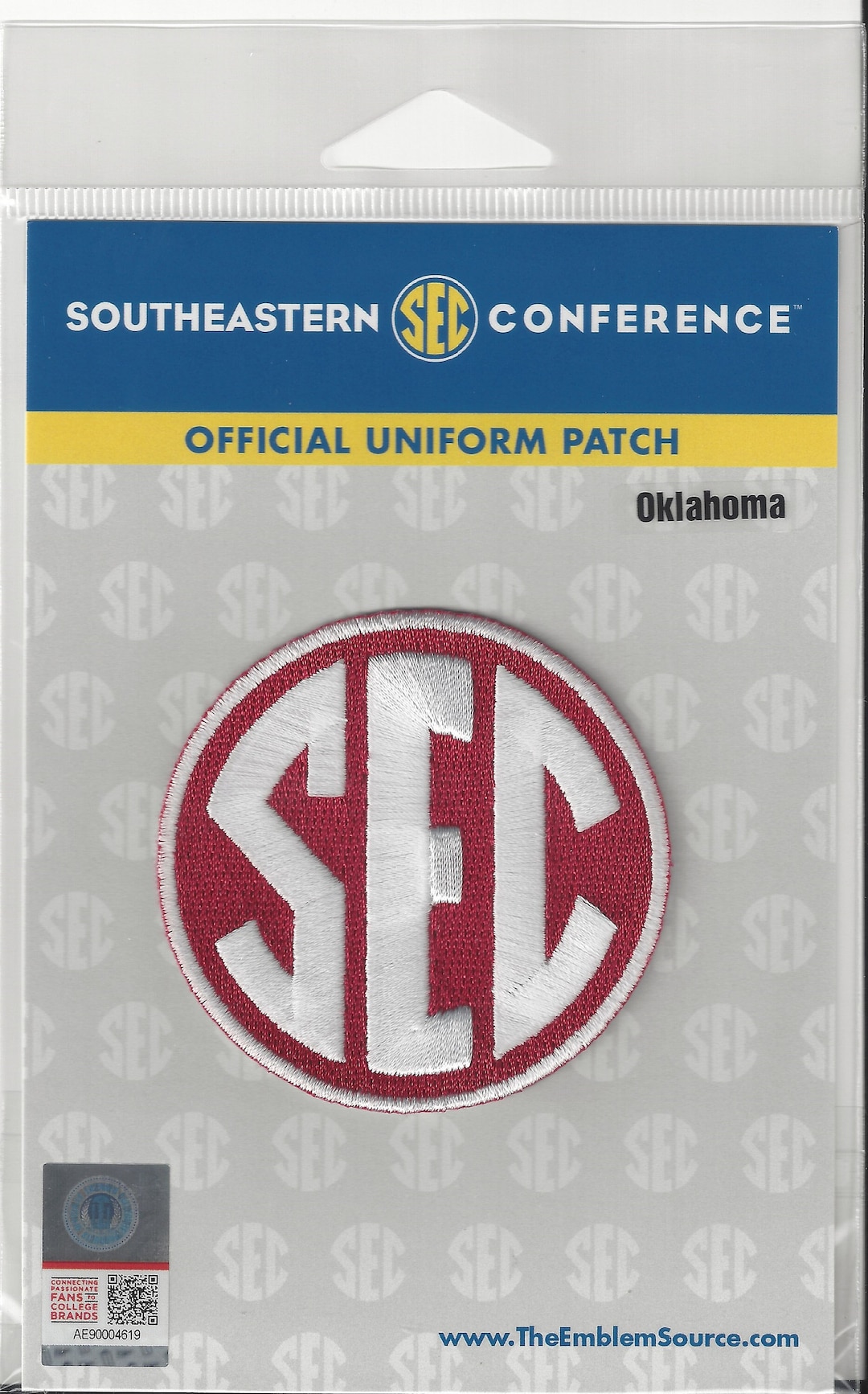 Oklahoma Sooners SEC Conference Jersey Patch Official NCAA Football Pkg ...
