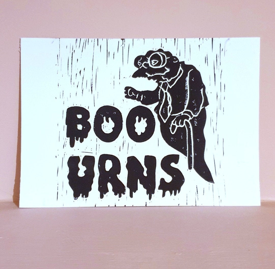 The Simpsons boo Urns Moleman Lino Print - Etsy