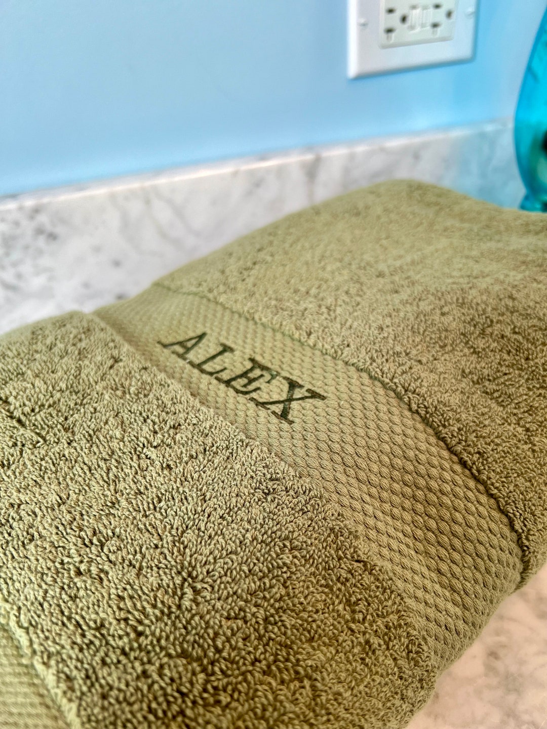 Personalized Towel - Olive Green - Etsy