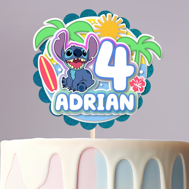 SVG PDF and PNG Print at Home Stitch Birthday Cake Topper to ...