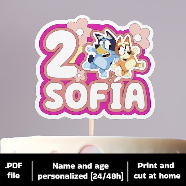 Pink Bluey Cake Topper - Etsy