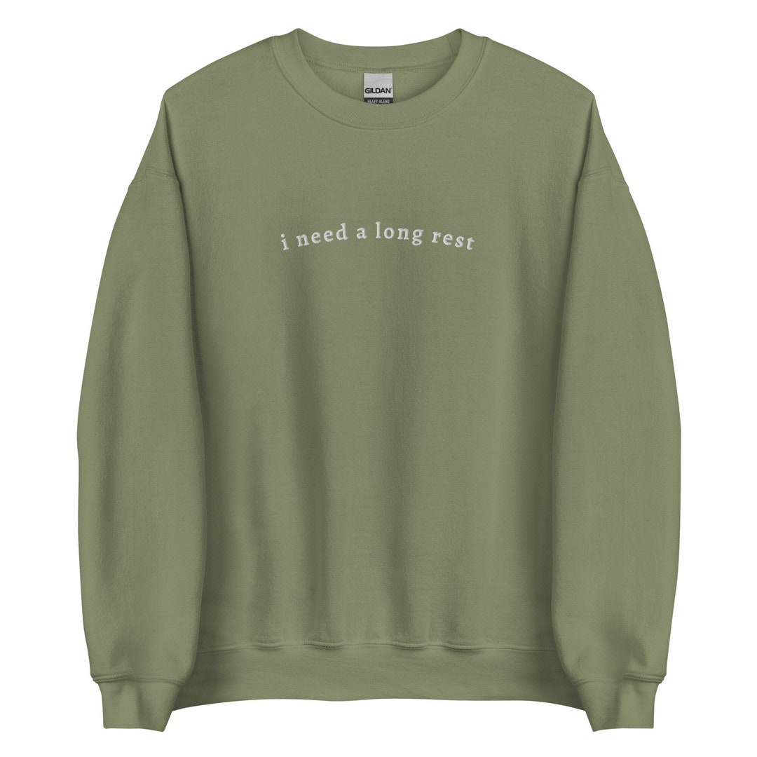 Embroidered "i Need a Long Rest" Crewneck Sweatshirt - Subtle Dnd Gift ...