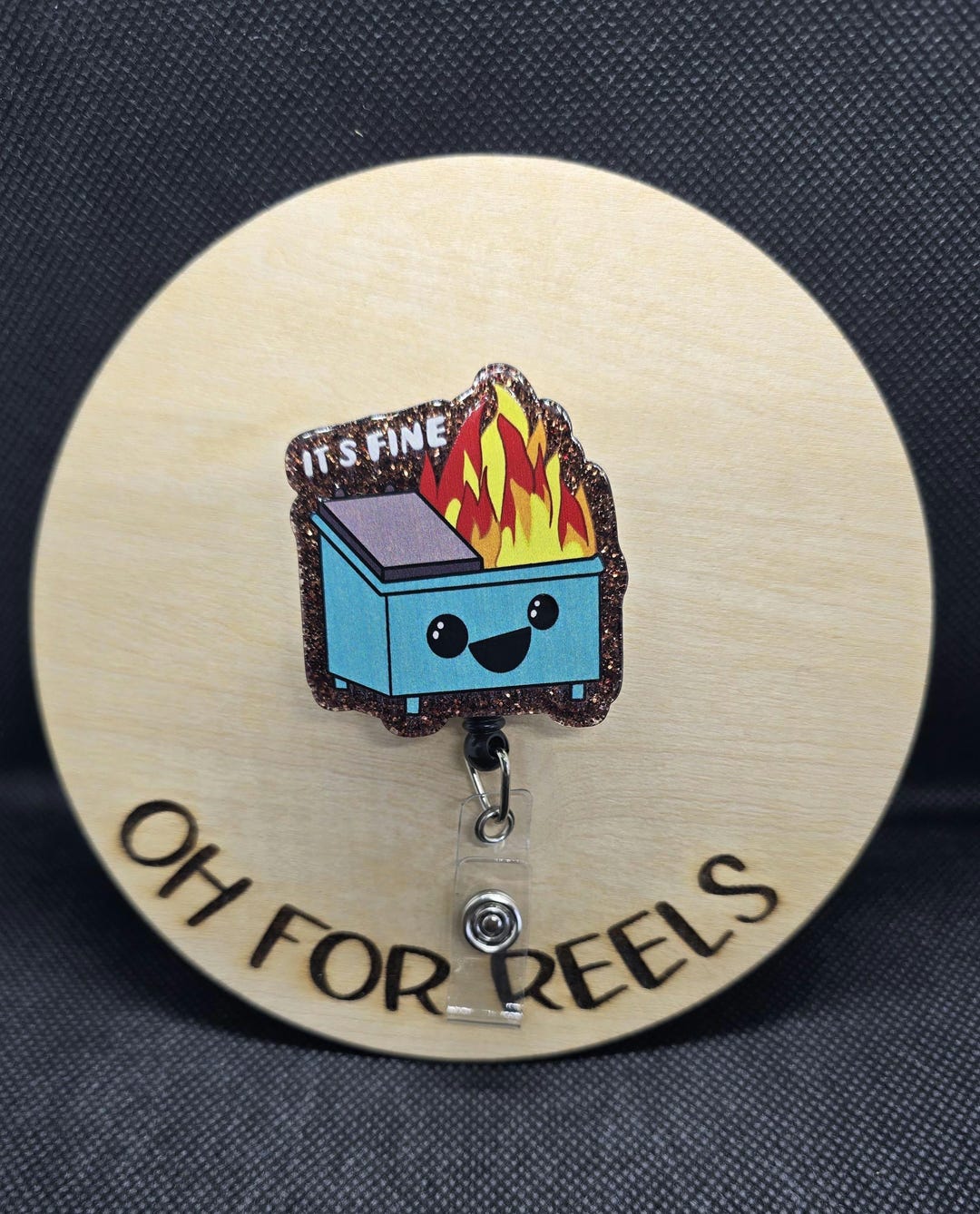 Dumpster Fire Acrylic Badge Reel - Etsy