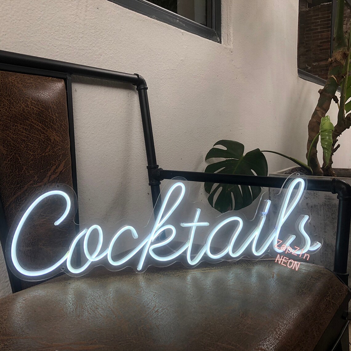 Cocktails Neon Lights Cocktail Bar Sign Restaurant Sign - Etsy
