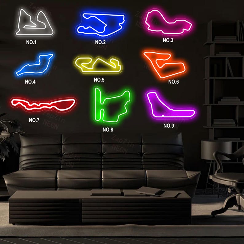 Game Track Neon Sign, Simulation Loop, Race Tracks Design, Custom ...