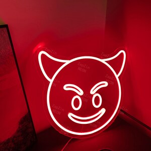 Devil Neon Sign,face Neon Light Emoji Decorations Sign, Halloween Decor ...
