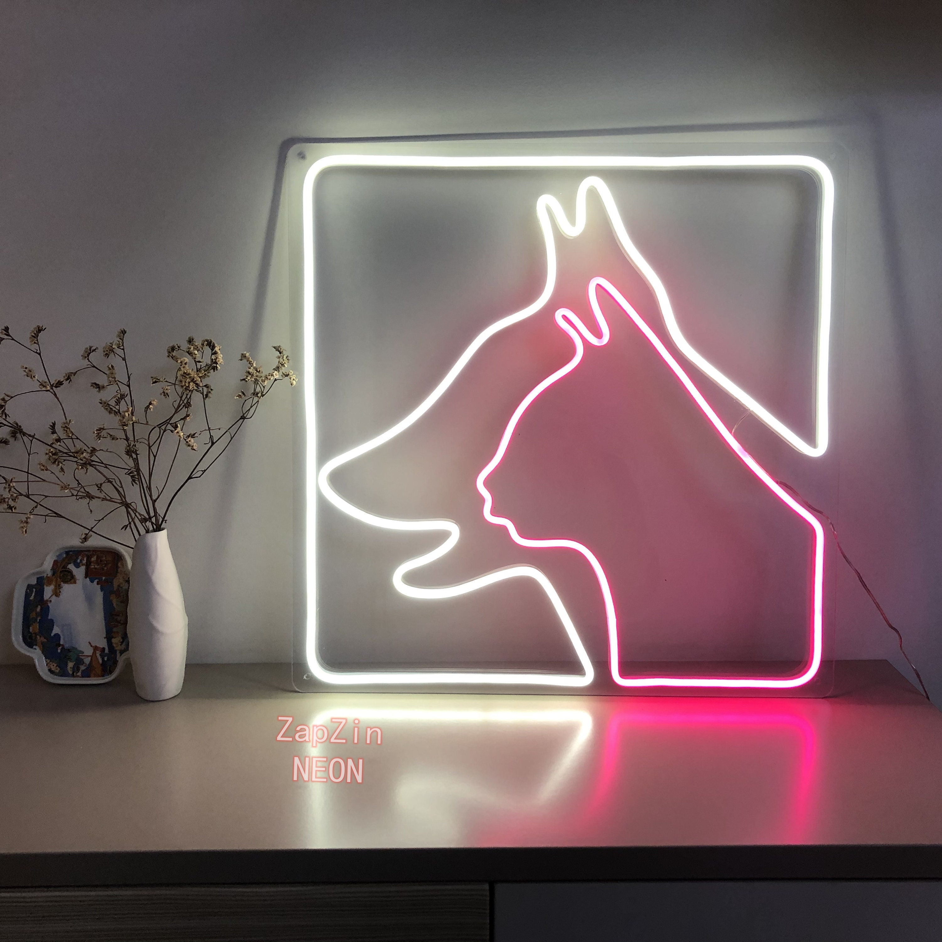 Dog and cat neon sign Custom neon sign Neon wall décor | Etsy
