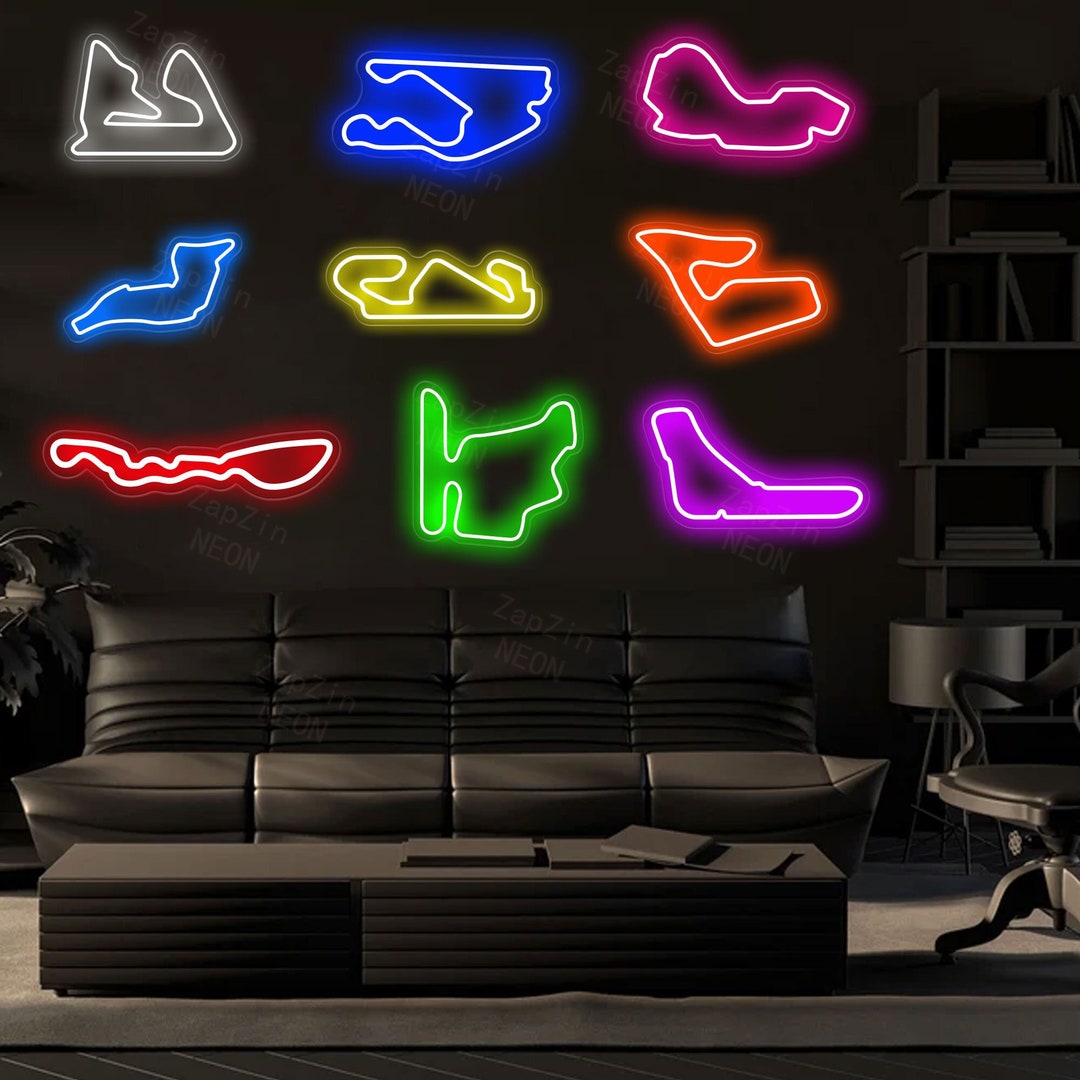 Señal de mapa de pista Cutom F1, señal de neón de carrera de Fórmula 1 ...