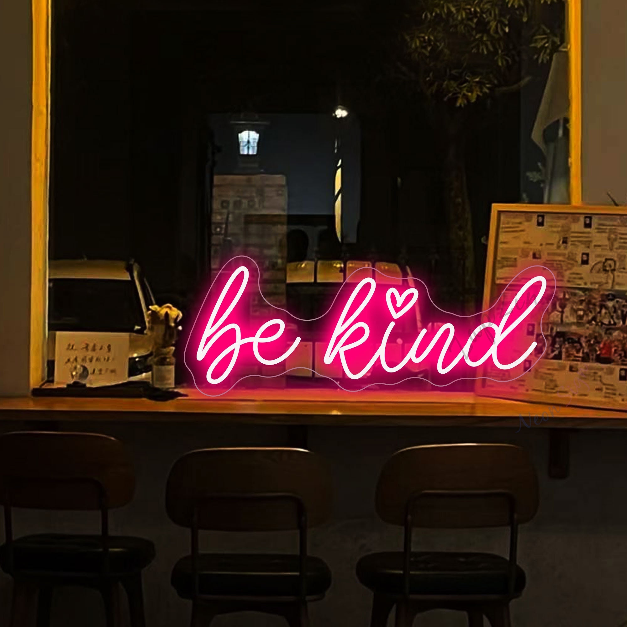 Custom Be Kind Neon Sign, Pink Be Kind Wall Art Neon Led Sign ...