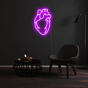 Anatomical Heart Neon Sign Heart Organ Sign Human Heart Light Organ Art ...