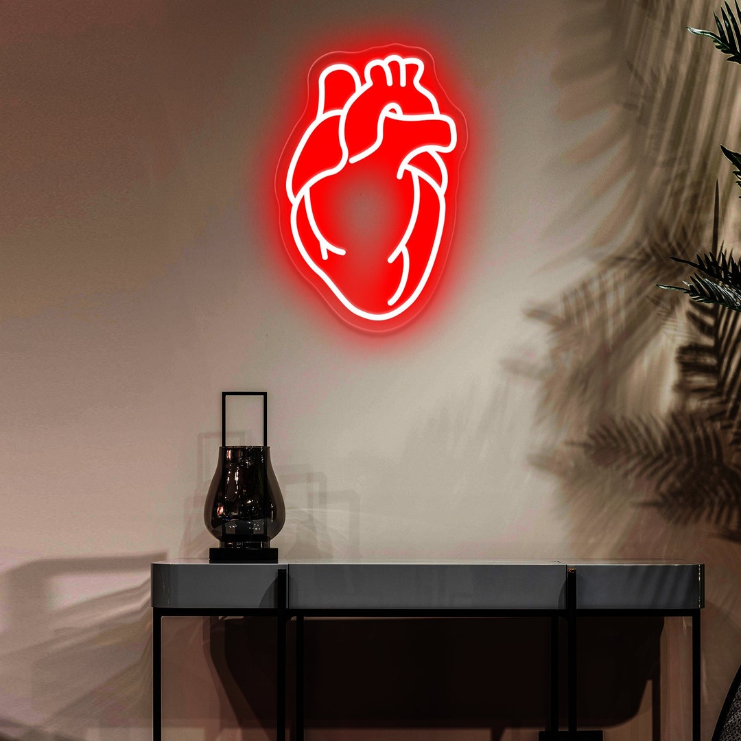 Anatomical Heart Neon Sign Heart Organ Sign Human Heart Light Organ Art ...
