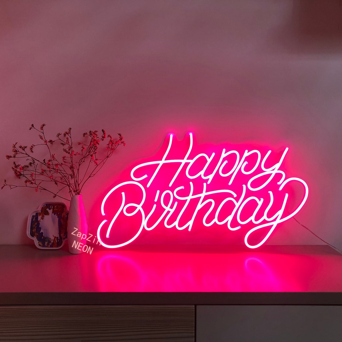 Happy Birthday Neon Sign Happy Birthday Banner Custom Neon | Etsy