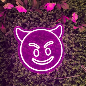 Devil Neon Sign,face Neon Light Emoji Decorations Sign, Halloween Decor ...