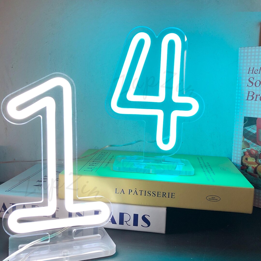 Creative 1-10 Wedding Number Sign Neon Letter Neon Sign Light Home ...