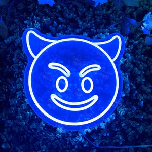 Devil Neon Sign,face Neon Light Emoji Decorations Sign, Halloween Decor ...