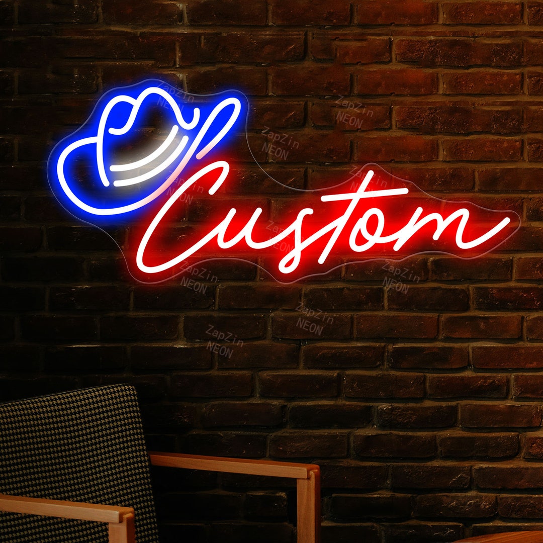 Custom Cowboy Hat Neon Sign Cowgirls Hat Neon Light Child Gift Bedroom ...