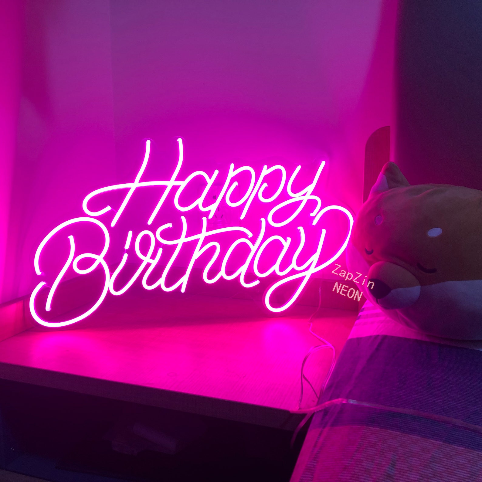 Happy Birthday Neon Sign Happy Birthday Banner Custom Neon - Etsy