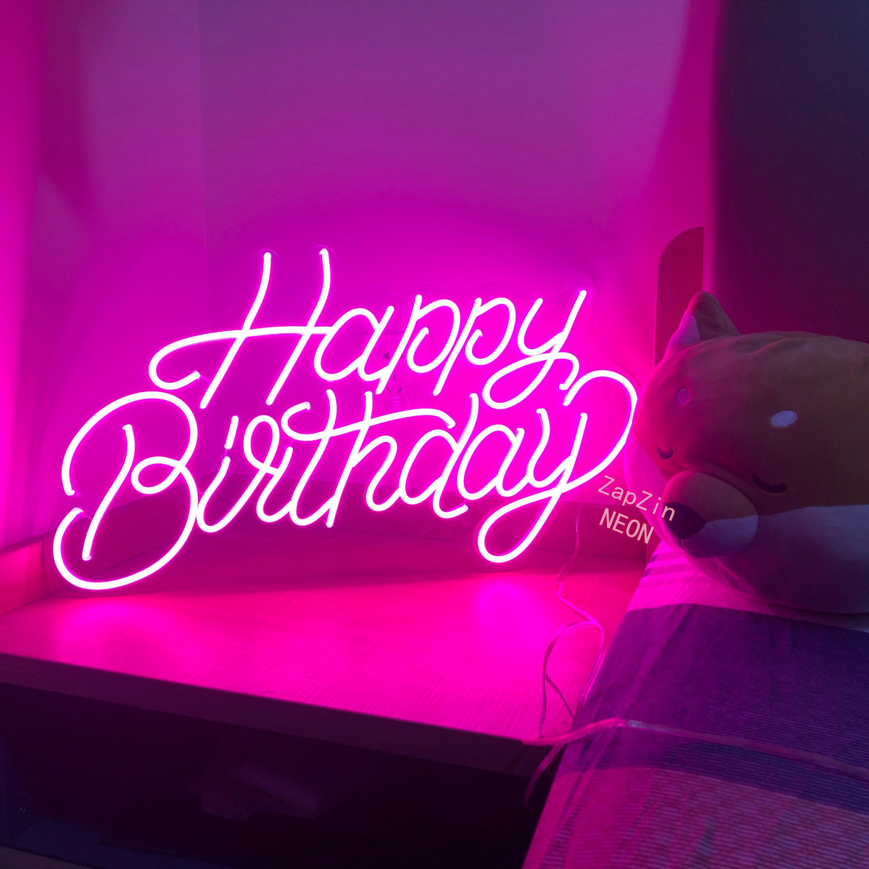 Happy Birthday Neon Sign Happy Birthday Banner Custom Neon | Etsy