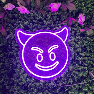 Devil Neon Sign,face Neon Light Emoji Decorations Sign, Halloween Decor ...
