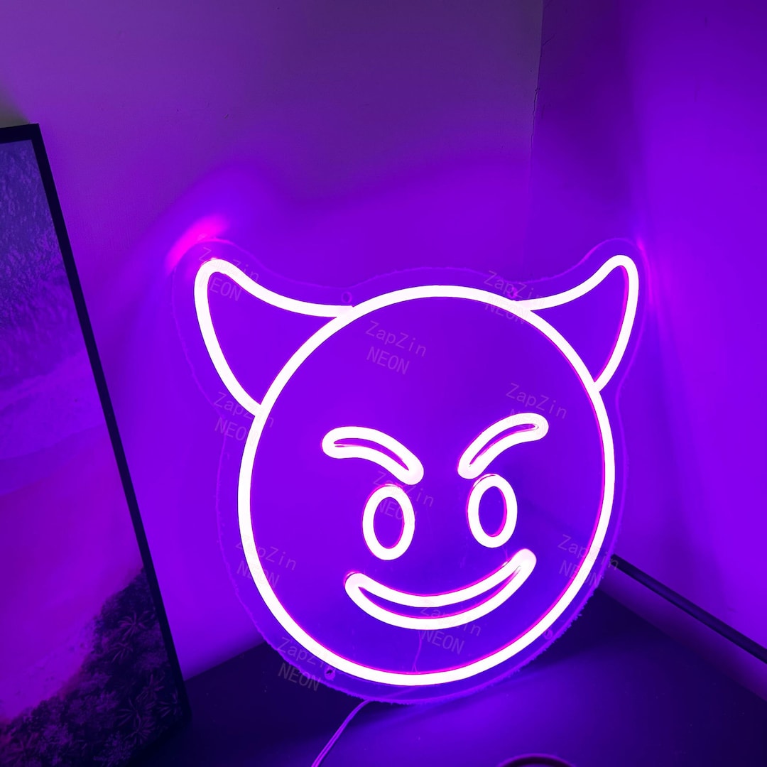 Devil Neon Sign,face Neon Light Emoji Decorations Sign, Halloween Decor ...