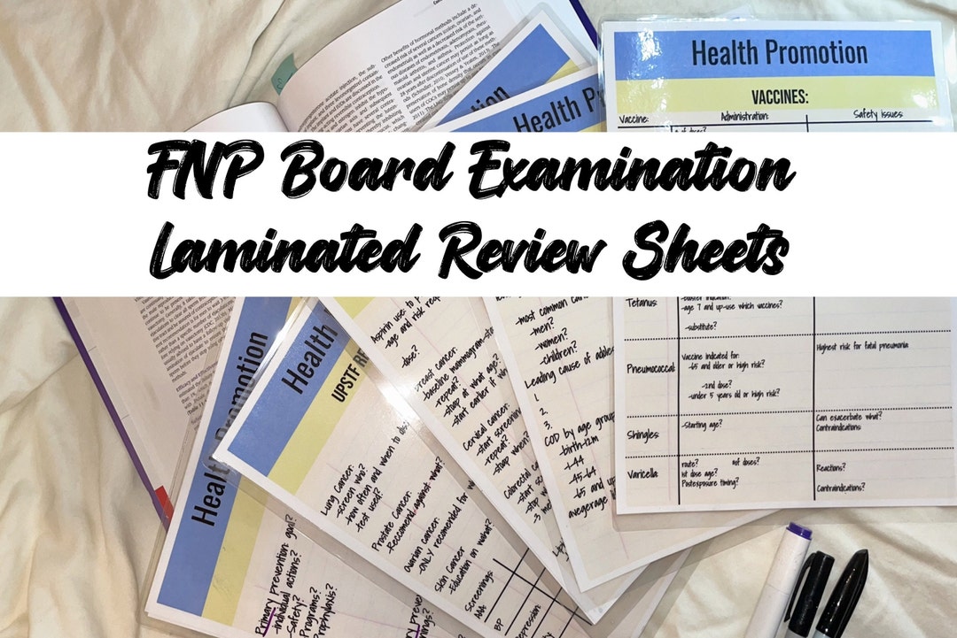 FNP Boards Examination Laminated Review Sheets - Health Promotion - Etsy